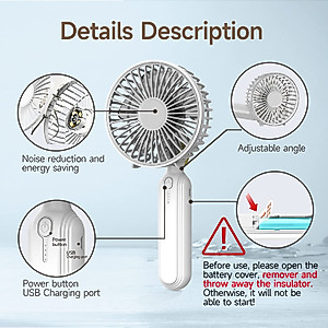 WIXAS Handheld Fan, Mini Portable Foldable Fan, Pocket Battery Rechargeable Hand Fan, for Travelling and Eyelash Fan 2000Ah(Pink)