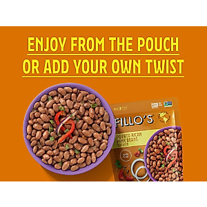 Fillo's Puerto Rican Pink Beans, Ready to Eat Sofrito Beans, 10 oz Pk of 6, Gluten-Free, Preservative-Free, Microwavable Meals, Non-GMO, Vegan, Plant Protein