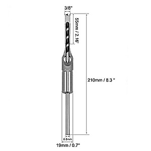 uxcell Square Hole Drill Bit, 3/8" High-Carbon Steel Hollow Chisel Mortise Power Tool for Woodworking