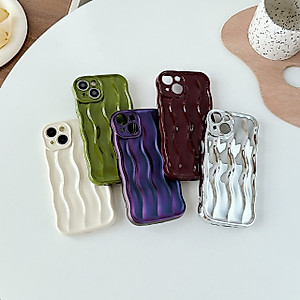 Caseative for iPhone 13 Pro Max Case,Water Ripple Pattern Curly Wave Frame Soft Phone Case (Silver)
