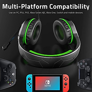 Fachixy FC100 Gaming Headset for PS4/PS5/PC/Xbox/Nintendo Switch, Xbox Headset with RGB Light, PS5 Headset with Mic (Green)