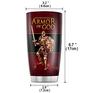 Christian Gifts for Men, Women - Religious Gifts Ideas - Fathers Day, Christmas Gifts, Birthday Gifts For Men - Jesus Gifts - Christian Coffee Mug - Armor Of God Stainless Steel Tumbler (20OZ)