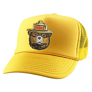 ALLNTRENDS Smokey Bear Trucker Hat Embroidered Adult Cotton U.S. Forest Service Cap Adjustable Mesh Back (Gold)