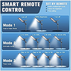 KingHe Solar Street Lights Outdoor Waterproof-30000 Lumen Solar Parking Lot Lights,Security Flood Lights with Motion Sensor Control for Yard, Path, Garage, Home,Dusk to Dawn, Commercial Grade