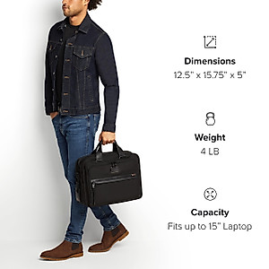 TUMI - Alpha Organizer Brief - Laptop Briefcase for Commute or Travel - Fits Up to 15" Laptop - Removable Shoulder Strap - Black