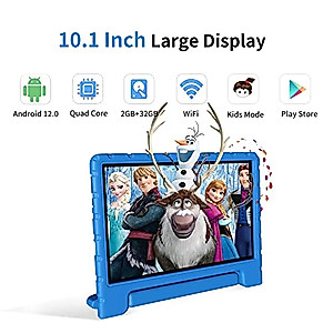 VNEIMQN Kids Tablet, 10 Inch Tablet for Kids Android 12 Go WiFi 32GB 12 Hours Battery Toddler Tablet, Parental Control Pre-Installed, 2-Year Guarantee, 1280 * 800 HD, Dual Camera with case Included
