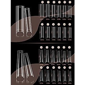 480Pcs Clear Nail Tips for Acrylic Nails Professional, XL Long C Curve Square & Coffin Nail Tips Set with 2 Nail Files, Half Cover Nail Extension Tips Artificial Acrylic Nail Tips for DIY Nail Art