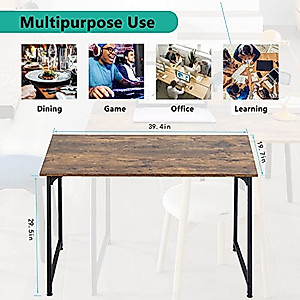 Sturdy Desk Computer Desk Home Office Desk Small Desk Multi-Function Writing Table Student Art Modren Simple Style PC Wood and Metal Desk Workstation (39 inch, Vintage)