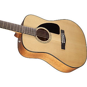 Fender CD-60 Dreadnought Acoustic Guitar - Natural Bundle with Hard Case, Strap, Tuner, Strings, Picks, Fender Play, Instructional Book, and Austin Bazaar Instructional DVD