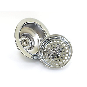 Twist Lock Basket Strainer Replacement (Premium 304 Stainless Steel Construction) for 3-1/2" Spin and Seal Drains W/Threaded Stopper Function-VARNAHOME