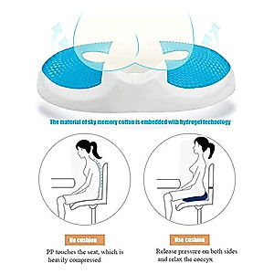 HHWKSJ Seat Cushion for Office Chair Gaming Chair Wheelchair Truck - Ergonomic Desk Chair Cushion for Back Pain Relief Memory Foam Car Seat Cushion for Pain Sciatica Pillow for Sitting Black