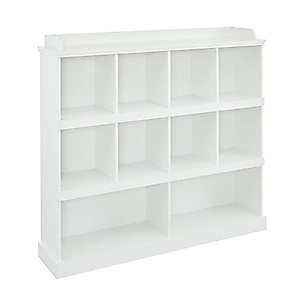 UpperHse Living W52 × H48 Barrister Lane Bookcase with 10 Storage Cubbies, Free Standing Bookshelf Library Standard Bookcase for Home Office Living Room Bedroom, Solid White