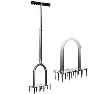 Walensee Lawn Aerator Spike Metal Manual Dethatching Soil Aerating Lawn with 15 Iron Spikes, Pre-Assembled Grass Aerator Tools for Yard, Lawn Aeration, Garden Tool, Revives Lawn Health, Patented