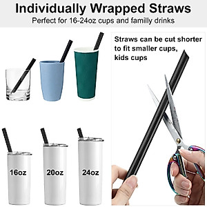 800 Pcs Black Boba Straws Large Smoothie Straws, Individually Wrapped Disposable 11mm Extra Wide Plastic Large Wide Mouth Milkshake Straws Cocktail Straws for Drinks (0.43'' W x 9.45'' L)