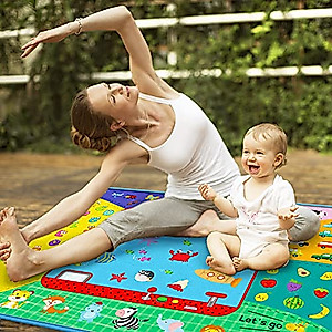 Baby Crawling Mat,Baby Play Mat for Floor,Large Cotton Educational Tummy Time Mat, Foldable Non-Slip Super Soft Padded Baby Playmat for Playing Area Rug Gym Activity for Infants Toddlers Boys Girls