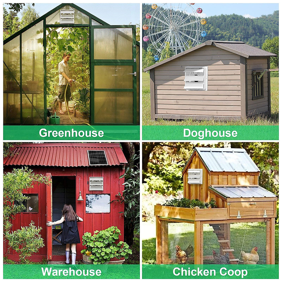 HNRLOY Solar Powered Exhaust Fan, 20W Solar Panel with with 8 Inch High Speed Solar Exhaust Fan for Greenhouse,Chicken Coop, Shed Ventilation, Barn,Dog Houses,Attic,Pet Houses,Outside&Home