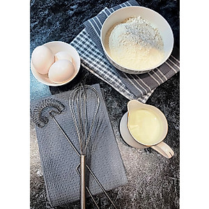 Akma's textile 100% Natural Cotton Kitchen Towels (17”x 28”, 3 Pack), Set of 3 Waffle Weave Tea Towels, Highly Absorbent Cloth Dish Napkins, Quick Drying Dish Towels, Classic Cloth Napkins, Dark Gray