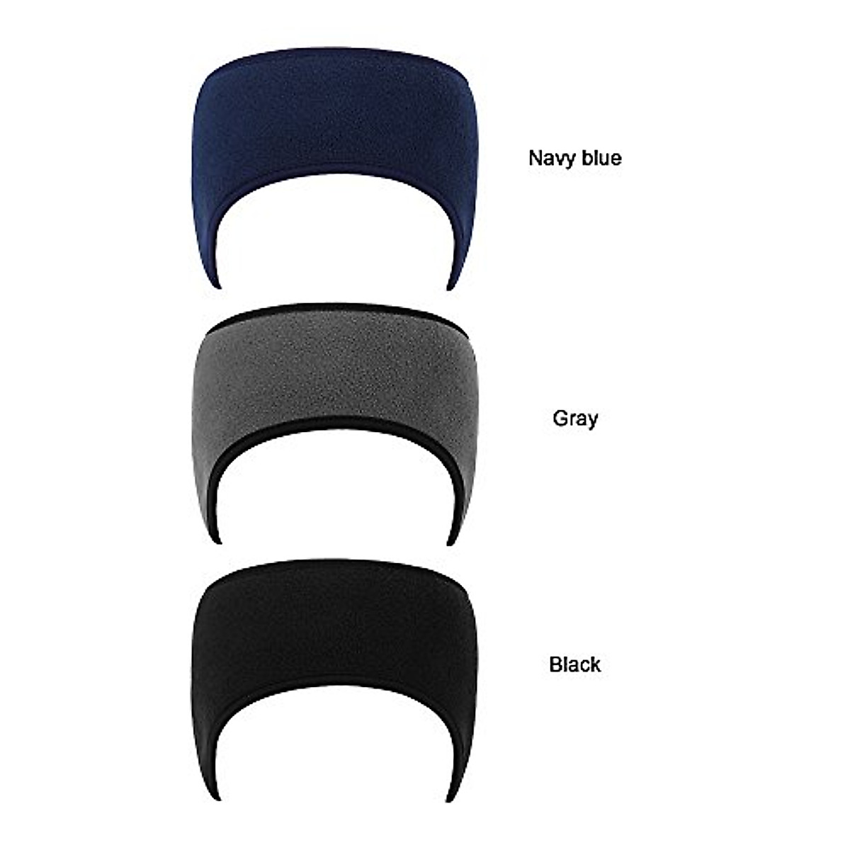 BBTO 3 Pcs Ear Warmer Fleece Headbands Ear Muffs Winter Running Gear for Women Men Adult Kids(Black, Gray, Navy)