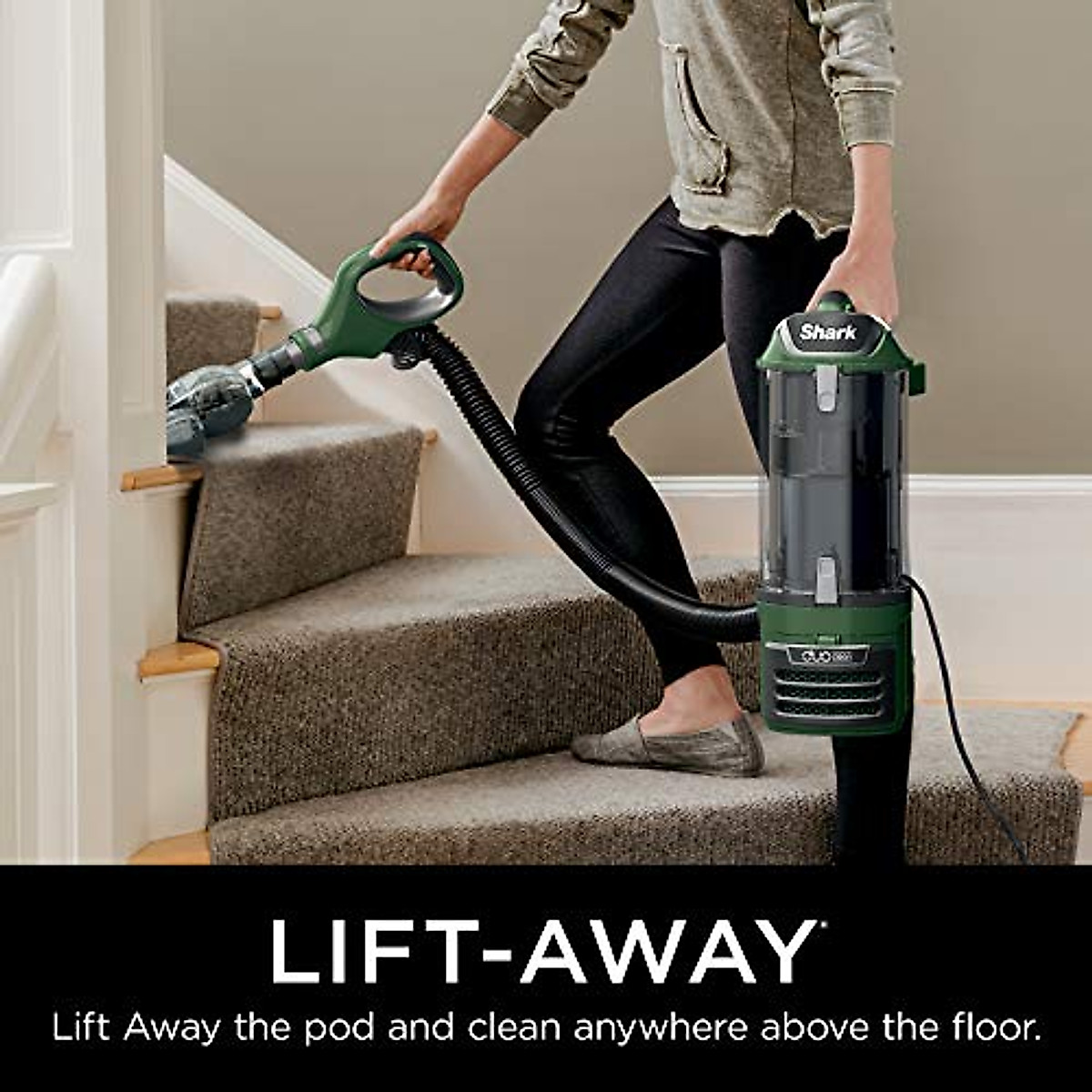 Shark ZU782 Rotator Lift-Away DuoClean Pro Upright Vacuum with Self-Cleaning Brushroll, DuoClean, HEPA Filter, Headlights, Swivel Steering, Upholstery Tool, Pet Power Brush & Crevice Tool, Sage Green