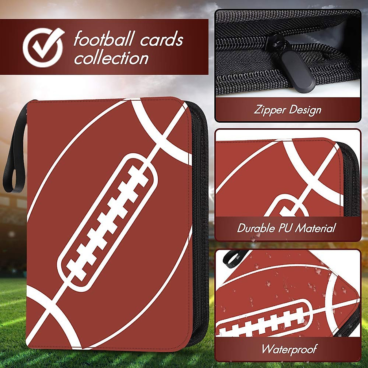 720 Pockets Football Card Binder with Sleeves fit for Baseball Cards, Trading Cards Album Cards Holder Protectors Set Fit for MTG, Yugioh, Sports, Football Card