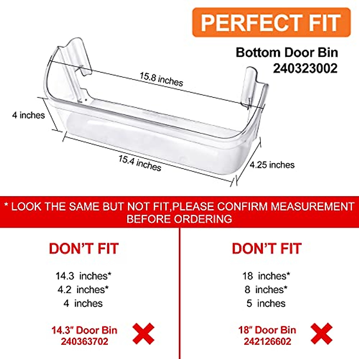 1x UPGRADE 240323002 Refrigerator Door Bin Shelf Replacement Part Compatible for Frigidaire Electrolux Refrigerator Bottom 2 Shelves on Refrigerator Side AP2115742 PS429725 AH429725 FGHS2631PF4A