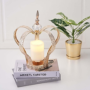 Efavormart 25" Crown Candle Holder Stand, Gold Metal Votive Holders for Weddings, Birthday, Party, Home, Garden, Table Centerpieces Decorations, Anniversary Celebrations