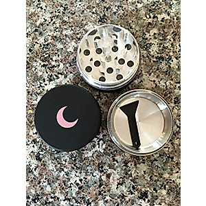Brando Moon 1.5 inch Black with Pink Moon Kitchen Crusher - 3 Piece Small Metal Matte Crusher