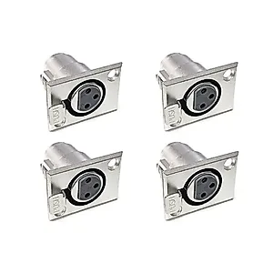 XLR 3-Pin Female Jack Socket Audio Speaker Panel Mount Connector Adapter for Microphone 4pcs