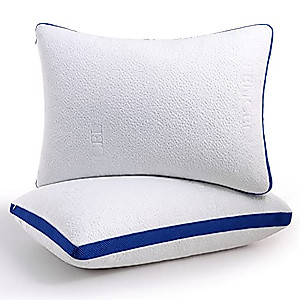OYT Cooling Bed Pillows for Sleeping 2 Pack Queen Size Shredded Memory Foam Pillows for Sleeping Set of 2 with Adjustable Loft Bed Gel Pillows for Back and Side Sleeper