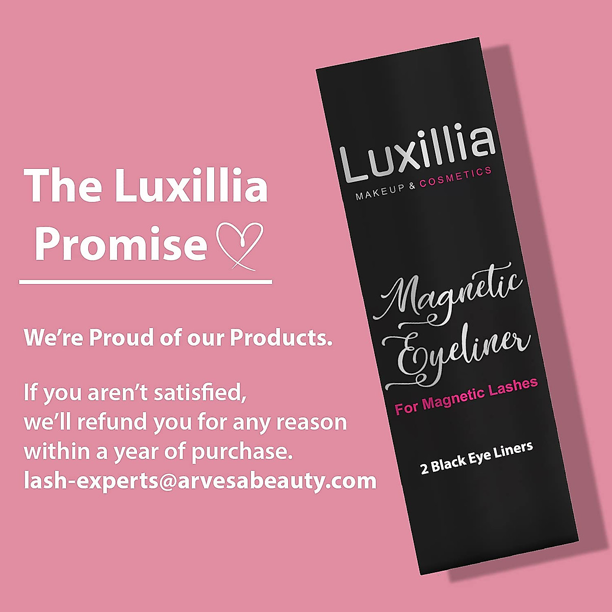 Luxillia Black Magnetic Eyeliner for Magnetic Eyelashes, Upgraded Strongest Hold, Most Natural Look, Waterproof, Smudge Proof Liquid Liner (Pack of 2)