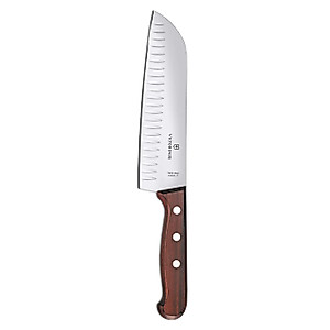 Victorinox 6.7-Inch Wood Santoku Knife with Fluted Edge