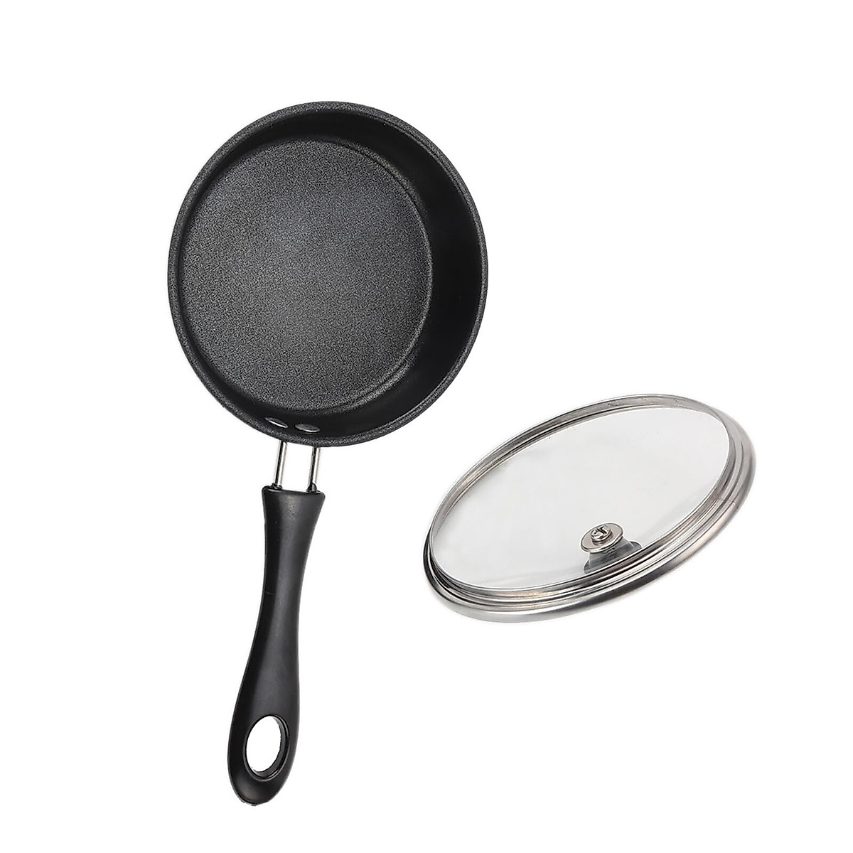 SunshineFace Egg Frying Pan Nonstick Frying Pan with Lid Mini Cooking Frying Pan Stainless Steel Frying Pans Smoke- Free Camping Stone Cookware, 6. 3 inch
