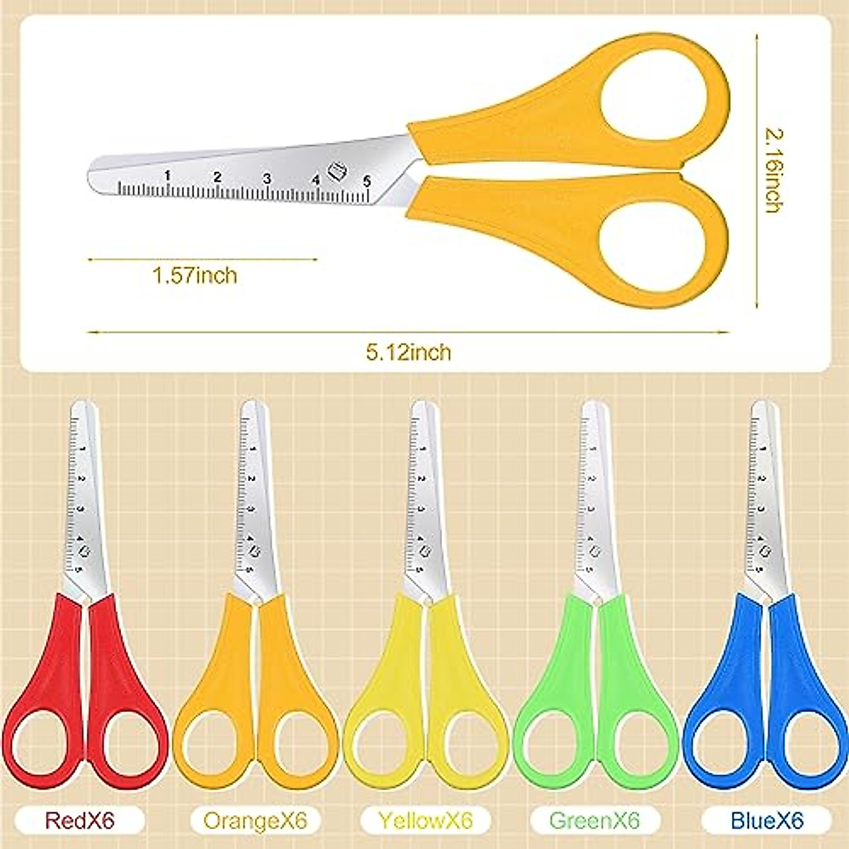 60 Pcs School Supplies Bulk Includes 30 Pcs Safety Blunt Tip Student Scissors for Kids 30 Pcs 12 Inch Plastic Rulers Back to School Supply for Student Classroom Office (Clear)