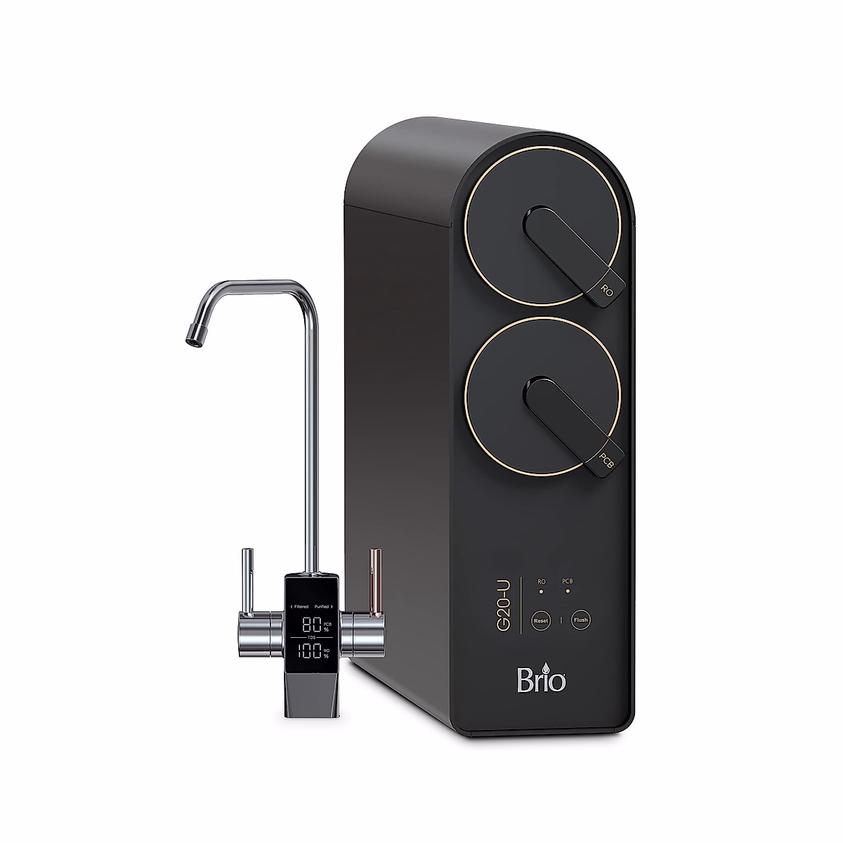 Brio Reverse Osmosis Water Filtration System, 700 GPD, 2:1 Pure to Drain, Tank-Less, Under Sink Faucet Mount