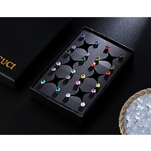 Leocuci Stainless Steel Flat Back Stud Earrings for Women Screw Back Twist Cartilage Earring Surgical Steel Colorful CZ Earrings 20g 4mm