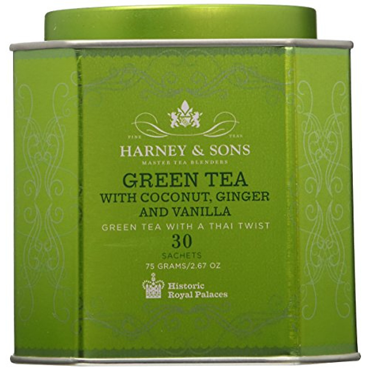 Harney & Sons Green Tea with Coconut, Ginger and Vanilla, 30 Sachets (75 g), 6.7 Ounce