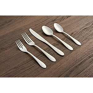 Cambridge Silversmiths Swirl Sand 89-Piece Flatware Set