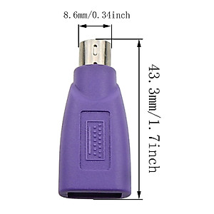 ZZHXSM USB to PS2 Adapter 2PCS Purple USB Female to PS/2 Male Converter Ch adapter for Mouse Keyboard and Bar Code Scanner