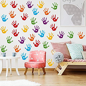 72 Pieces Hands and Feet Cutouts Colorful Handprint Cutouts Footprint Accents Bulletin Board Cutouts Wall Decoration for School Playroom Baby Nursery Kids Bedroom or Art Studio