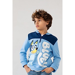 Bluey Little Boys Fleece Half Zip Hoodie 7-8 Blue