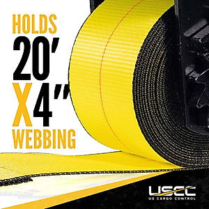US Cargo Control Standard Profile Sliding Winch for Double L Track, Durable Steel Winch, Holds Up to 20 Feet of Webbing, Slides to Any Position for Winch Control, Black, 4 Inch