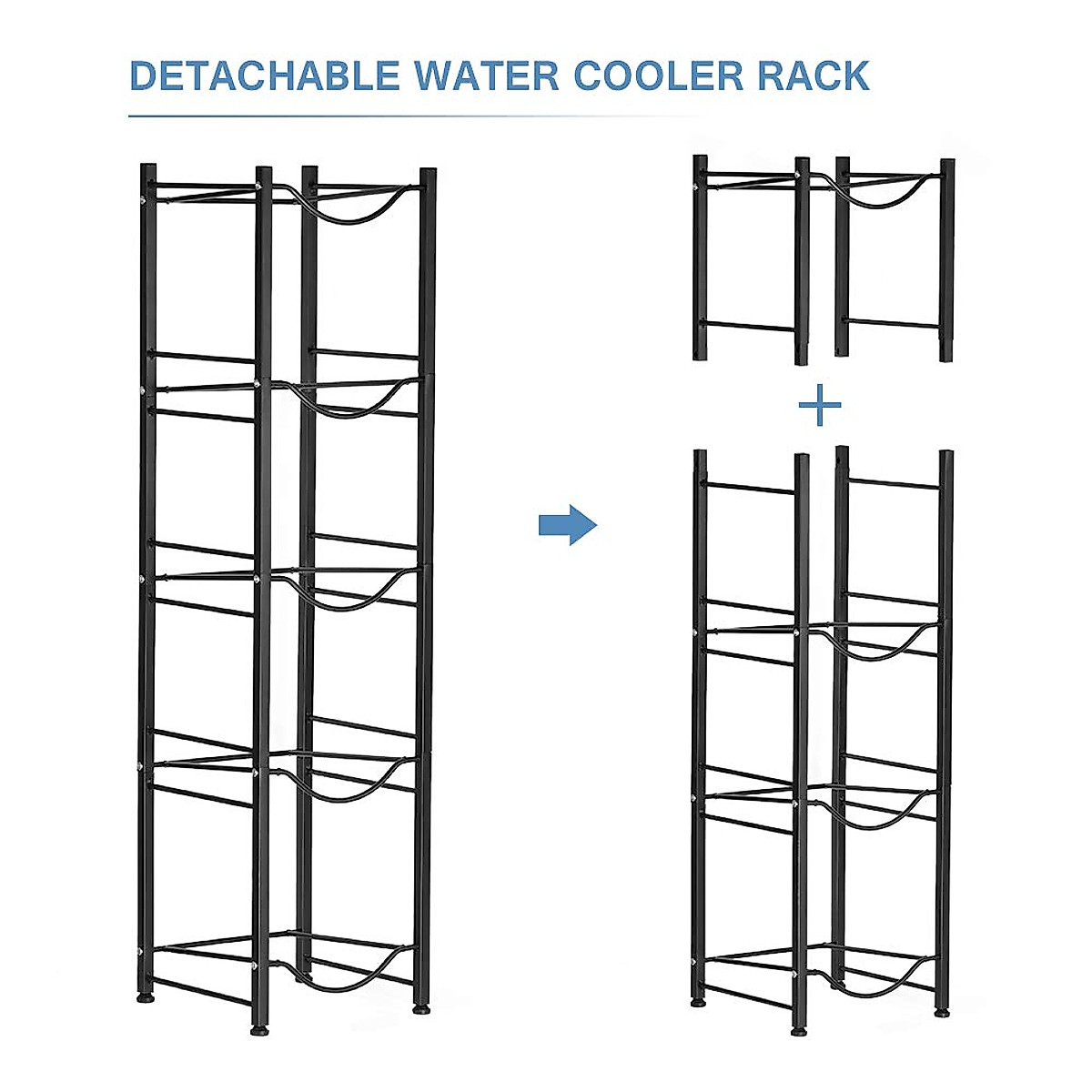 Water Cooler Jug Rack Dispenser 5 Tier Stainless Steel Heavy Duty Detachable Water Bottle Storage Shelf Organizer for 5 Gallon Water Jug Holder for Home Office Kitchen Breakroom