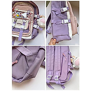 OATSBAS Kawaii Backpack for Teen Girls and Boys, Cute Elementary Bookbag, Perfect for Middle School, Over 3 Yeas Old. (2#Purple-sets)