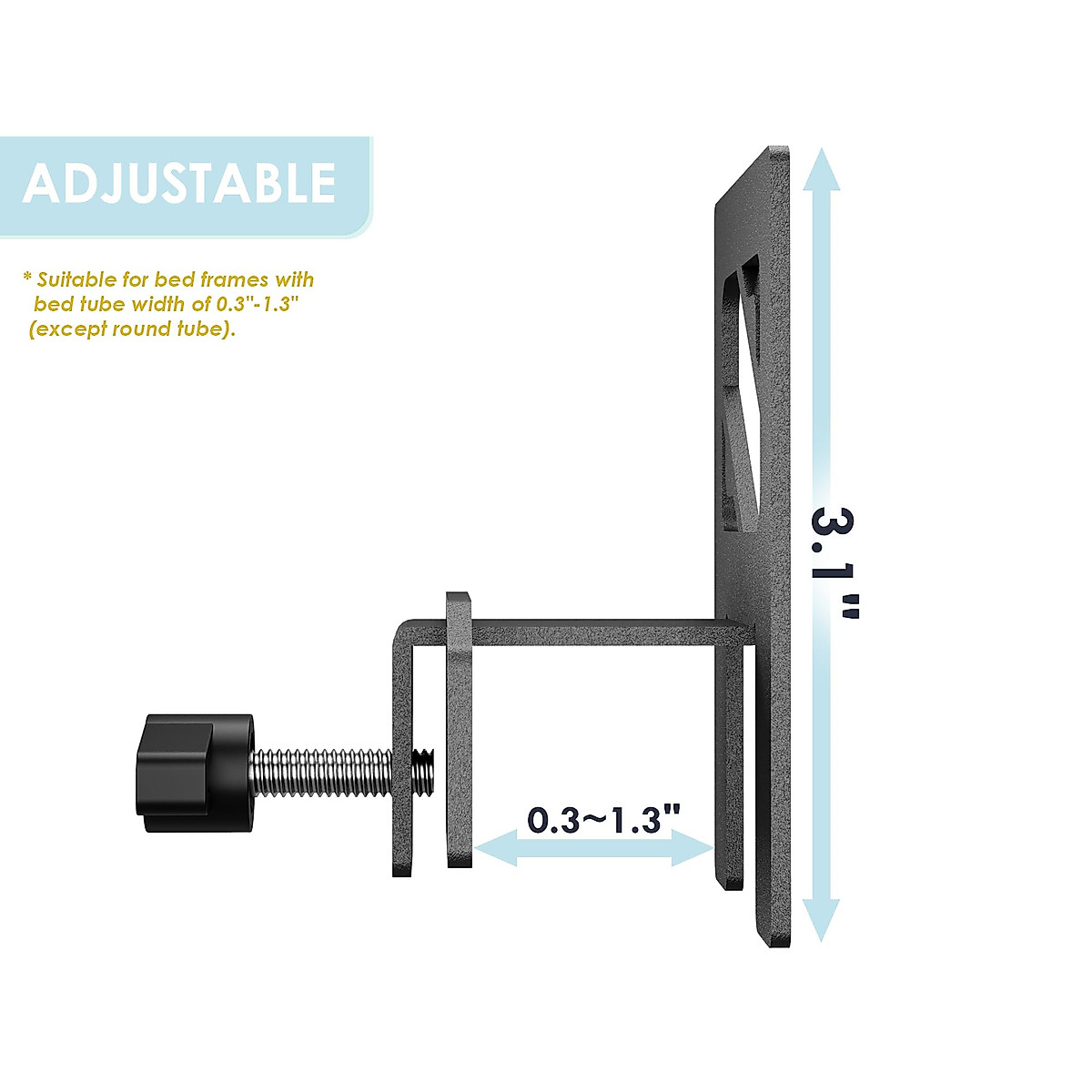 HAVONIZD Mattress-Slide-Stopper, 6-PCS, Mattress-Holder for Metal Bed-Frame, Non-Slip Mattress-Gaskets, Keep-Mattress-from-Sliding, Adjustable Size, Black