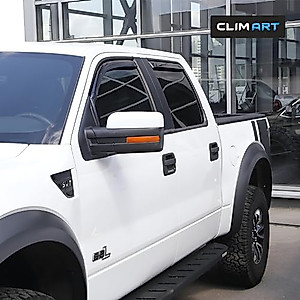 CLIM ART in-Channel Incredibly Durable Rain Guards for Ford F150 2009-2014 SuperCrew, Original Window Deflectors, Vent Deflector, Vent Window Visors, Dark Smoke Truck Accessories, 4 pcs. - 609010