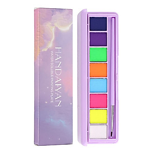 Yeweian 8 Colors Water Activated Eyeliner Palette Liquid Eyeliner Colorful Set Hydra Graphic Eyeliner Makeup Neon Face Paint Glow UV Black White Red Face Body Paint,Clown Makeup Kit (01)