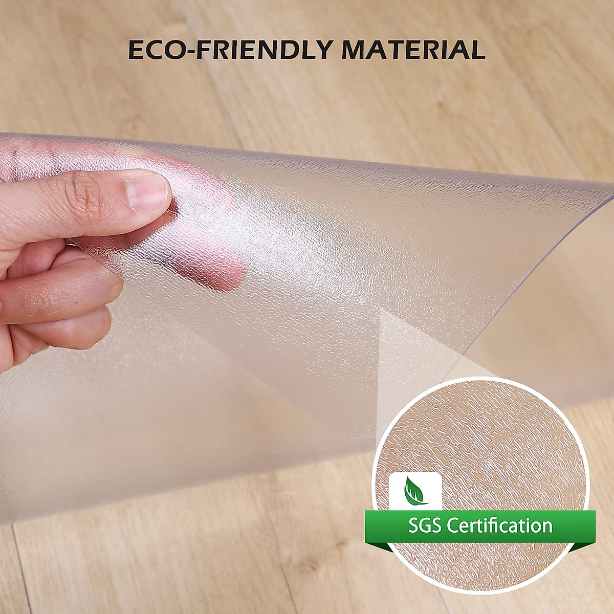 SALLOUS Chair Mat for Hard Floor, 71"x71" Vinyl Waterproof Area Mat for Dining Table, Non-Slip Floor Protector Desk Chair Mat for Home Office (Clear)