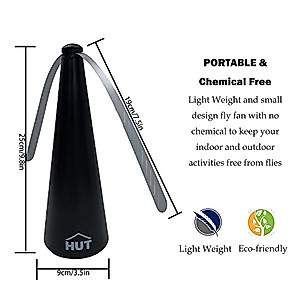 HUT-Fly Fan for Table, Portable Fan for Outdoor Indoor, Restaurant Patio Fly Fan, Battery USB Fan, Keep Flies Away, Black (4 Pack)