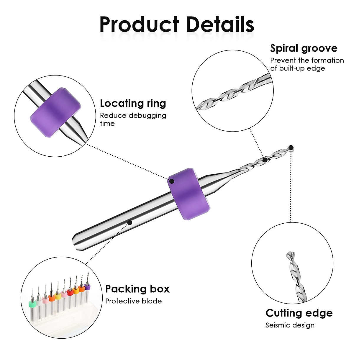 50 Pcs Micro Drill Bit Set Micro Drill Bits Tungsten Steel PCB Print Circuit Board Flute CNC Router Bits Shank for Rough Stone Jewelry Punching Engraving (0.3-1.2 mm)