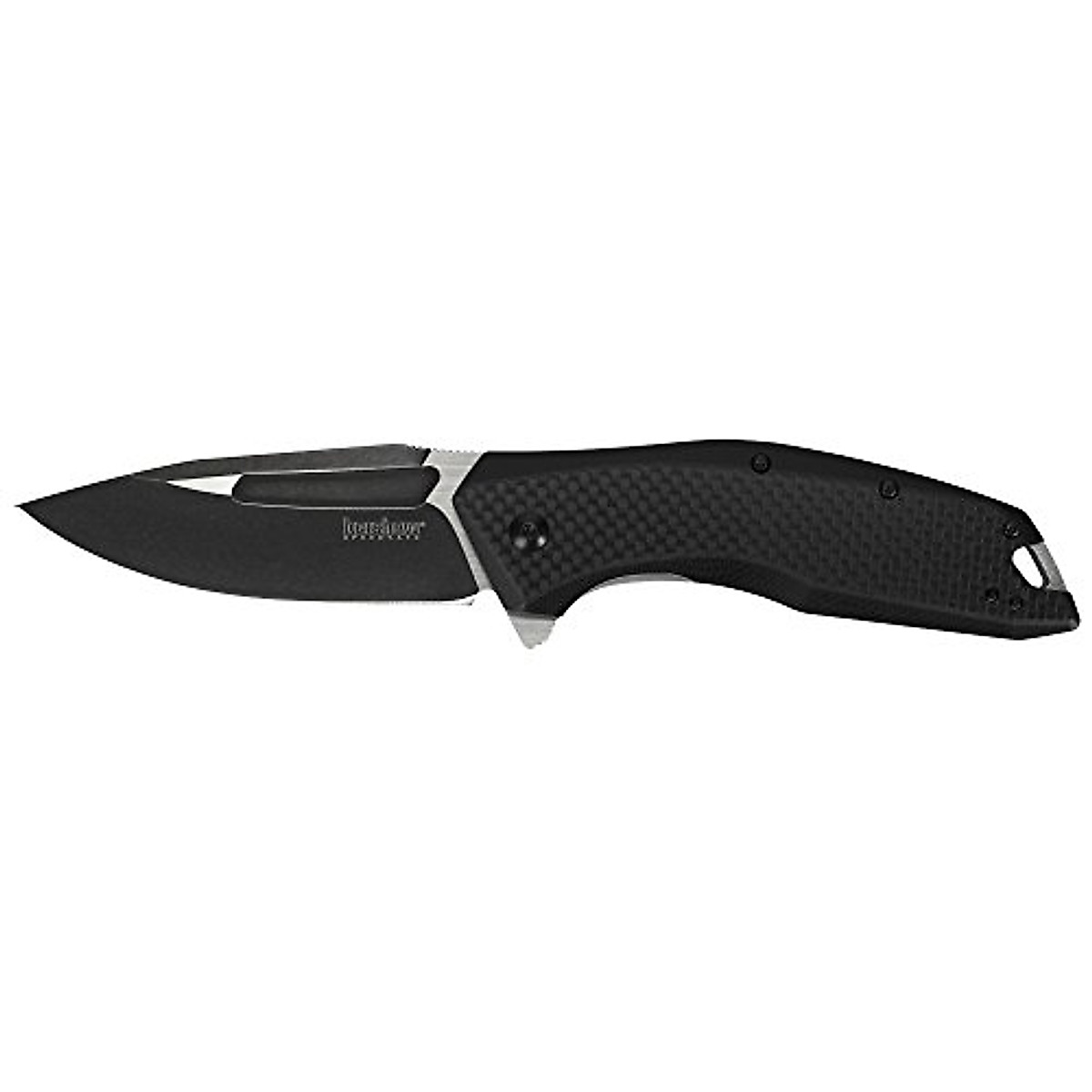 Kershaw Flourish Pocketknife, 3.5" 8Cr13MoV Steel Drop Point Blade, Assisted Opening with Flipper, Carbon Fiber Handle Overlay, Folding EDC,Black